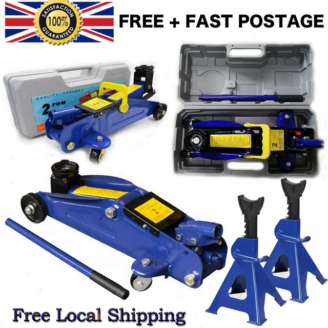 HEAVY DUTY 2 Ton Hydraulic Trolley Floor Jack 3 Ton Axle Stands Car ...