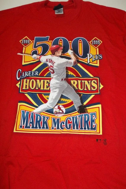 VINTAGE MARK MCGWIRE 500 + Career Home Runs Double Sided T-Shirt, Size ...