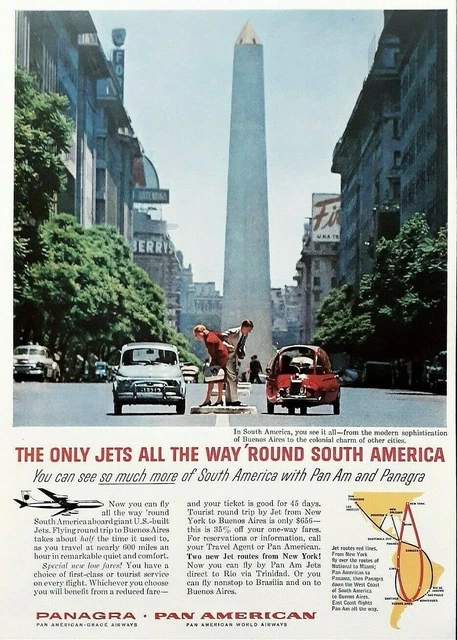 PAN AM AIRPLANE ad Vtg 1960 jetliner Panagra Pan American airlines ...