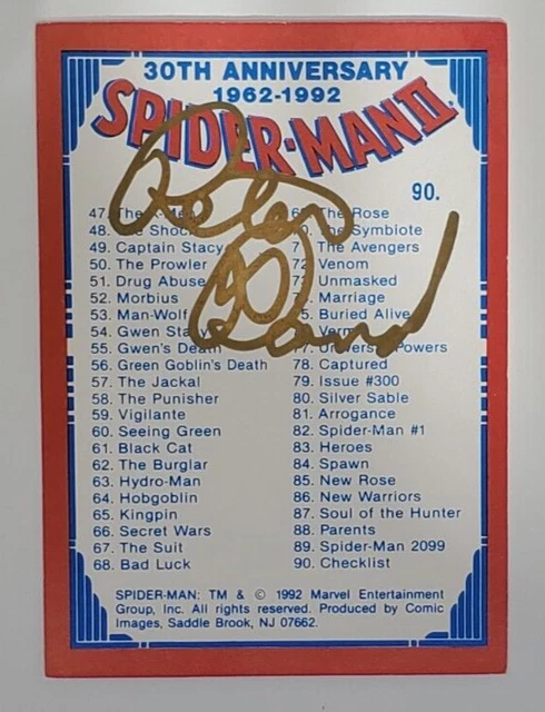 SPIDER MAN 30TH Anniversary Check List Comic Card Signed Peter David £ ...