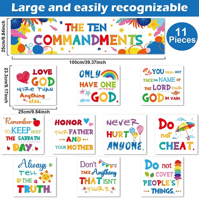 TEN COMMANDMENTS BULLETIN Board Posters for Classroom Decorations ...