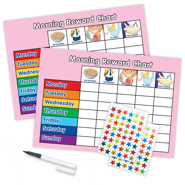 MORNING ROUTINE REWARD CHART MAGNETIC AVAILABLE FREE PEN/STARS - Twin ...