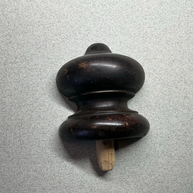 ANTIQUE WOODEN FURNITURE Finial Pillar Turned Cabinet Flat Back Black ...