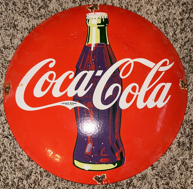 CLASSIC COCA-COLA COKE Round Convex Button Metal Sign 12” $39.95 - PicClick
