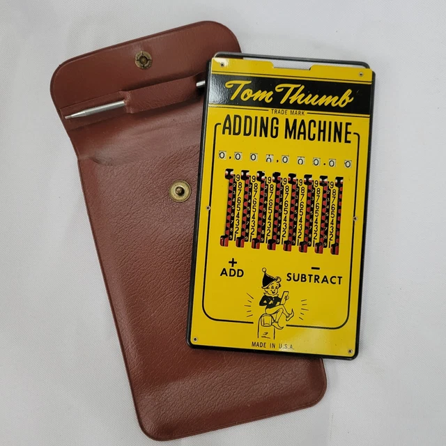 VINTAGE TOM THUMB Pocket Adding Machine and Storage case 1950's era ...