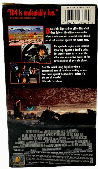 INDEPENDENCE DAY VHS 1996 Disaster Action Movie With Jeff Goldblum Will ...