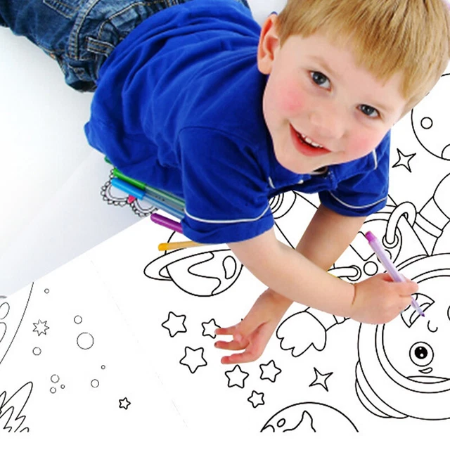 CHILDREN COLORING PAPER Roll DIY Color Filling Paper Realistic Patterns ...