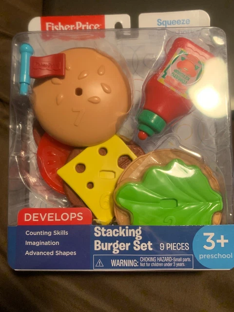 FISHER-PRICE PRETEND FOOD Play Stacking Burger Set Preschool Learning ...