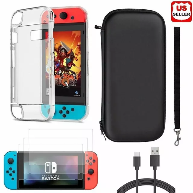 FOR NINTENDO SWITCH Carrying Case Bag+Shell Cover+Charger Cable+Screen ...