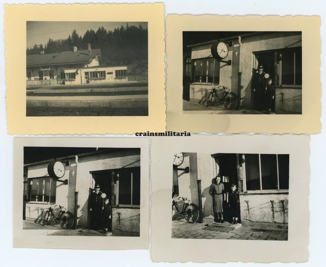 4X ORIG. FOTO Bundesbahn Beamte am Bahnhof OTTING - WEILHEIM Schild ...