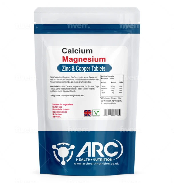CALCIUM MAGNESIUM ZINC Copper 60 Supplement Tablets For Men & Women ...
