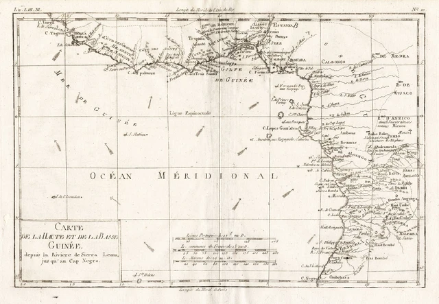 GUINEA WEST AFRICA Africa copperplate map carte map engraving Bonne ...