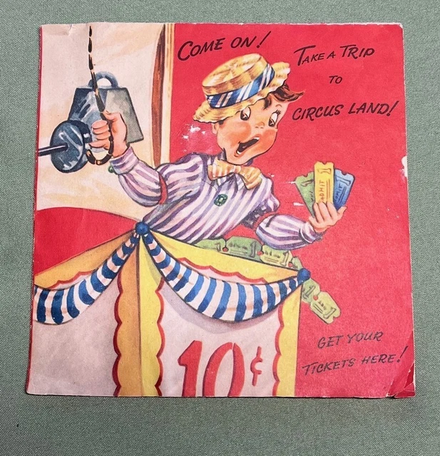 VINTAGE CIRCUS THEME Get Well Card Activity Board Game 1950s Unused $4. ...