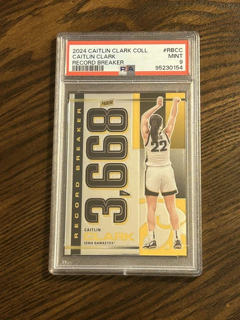 CAITLIN CLARK 2024 CC Collection Record Breaker 3668 Chrome #RB-CC PSA ...