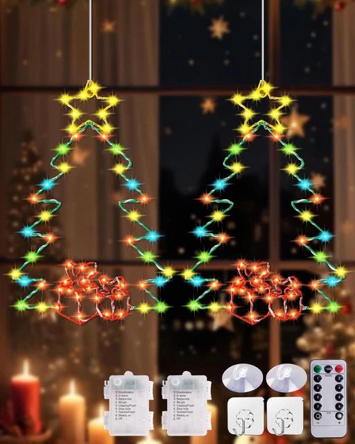 BRIGHTARK CHRISTMAS WINDOW Lights, 2PCS Christmas Tree Window Lights ...
