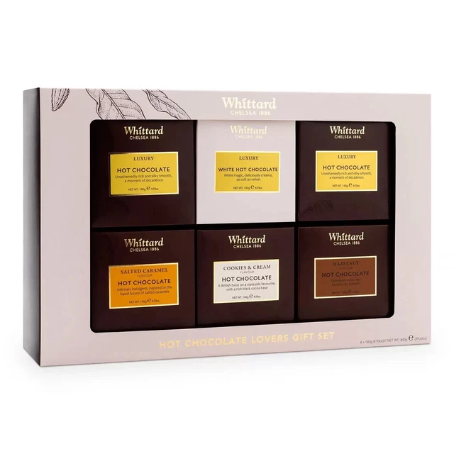 WHITTARD OF CHELSEA Hot Chocolate Lovers Gift Set 6 x 140g Christmas ...