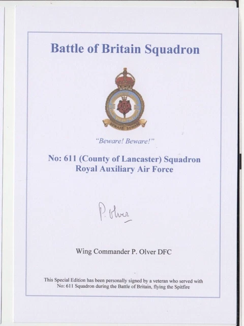 WW2 RAF BATTLE Of Britain Spitfire Pilot Signed A5 Card £4.50 - PicClick UK