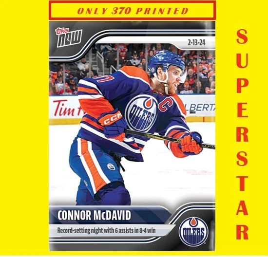 CONNOR MCDAVID 2023-24 Topps Now /370 Sticker #120 Edmonton Oilers $3. ...