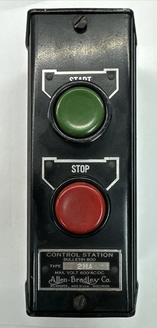 VINTAGE ALLEN BRADLEY Industrial Start Stop Pushbutton Station 800 2HA ...