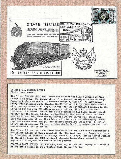 BRITISH RAIL HISTORY Cvr 1977 - "The Silver Jubilee Train" Carried ...