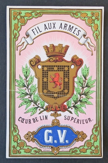 ANCIENNE ÉTIQUETTE 1870 FIL AUX ARMES CV hread label label 19 EUR 15,00 ...