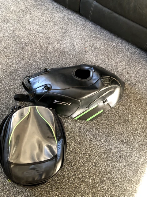 KAWASAKI ZZR MOTORBIKE tank bag and leather tank protector £60.00 ...