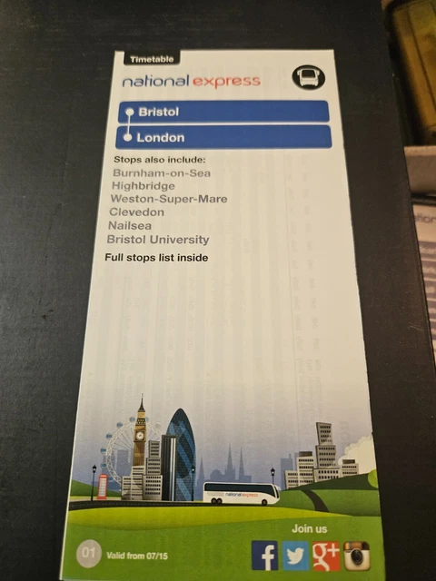 LONDON BUS TRANSPORT Timetable Leaflet National Express HO3.56 £3.00 ...