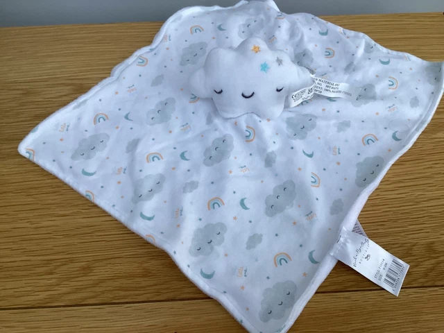 ROCK A BYE Baby White Cloud Star Rainbow Comforter Blankie Soft Toy ...