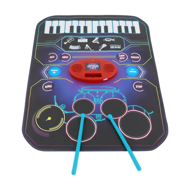 2-IN-1 DRUM PIANO Combo Educational Musical Play Mat for Kids Music ...