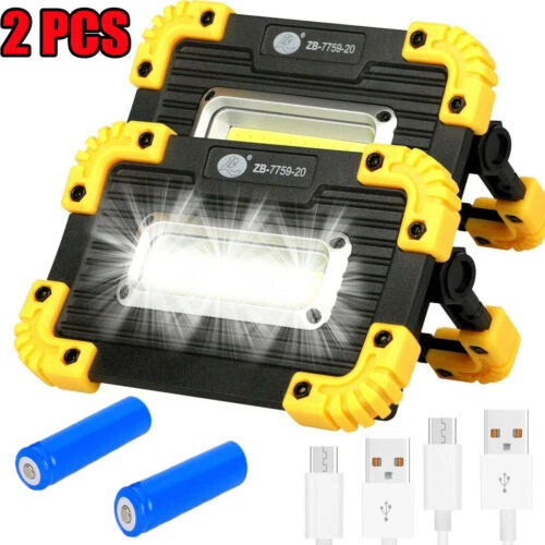 80W LED WORK light battery rechargeable construction spotlight ...