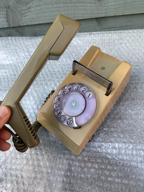 VINTAGE RETRO 1970S 1980s BT ROTARY DIAL TRIM PHONE mustard/green two ...