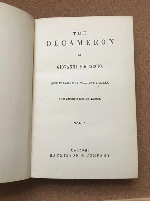 THE DECAMERON GIOVANNI Boccacio First Complete English Edition ...