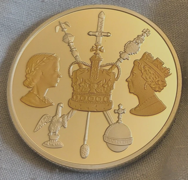 QUEEN ELIZABETH II Gold Silver Coin Old Medal Royal Mint Regalia London ...