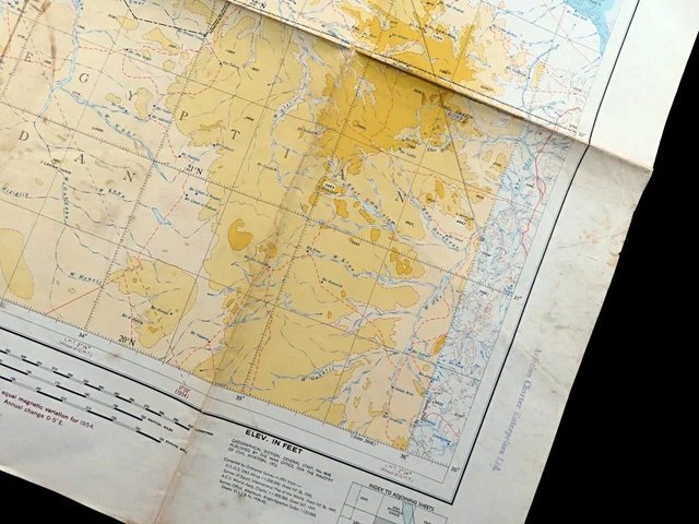 MAP OF ANGLO Egyptian Sudan Nubian Desert Aswan Dam Vintage ICAO Chart ...