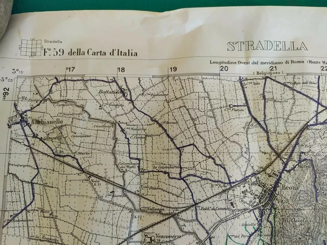 CARTA D'ITALIA STRADELLA Cartina Mappa ISTITUTO GEOGRAFICO MILITARE 1: ...