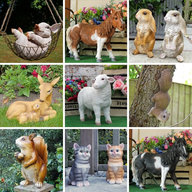 GARDEN ORNAMENT FARMYARD Stag Lamb Rabbit Duck Horse Animal Patio Lawn ...