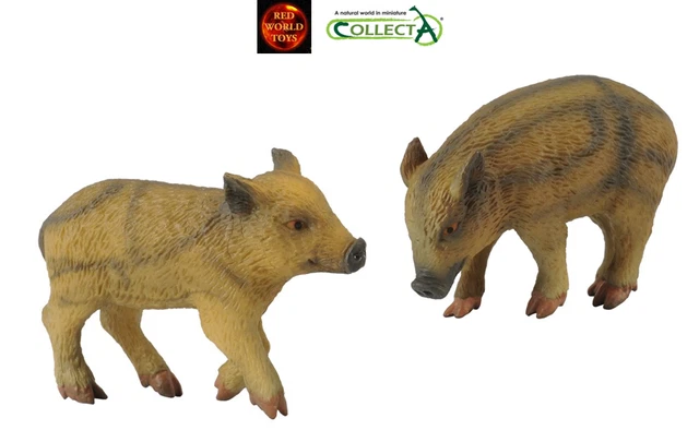 WILD BOAR PIGLET Pair of Wildlife Toy Model Figures by CollectA New £11 ...
