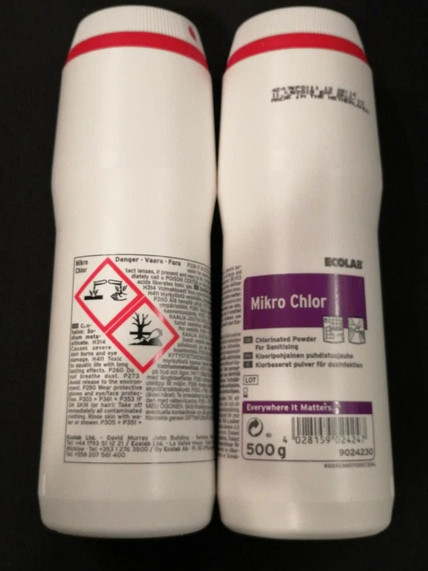 2 X ECOLAB Mikro Chlor 500g Shaker £11.99 - PicClick UK