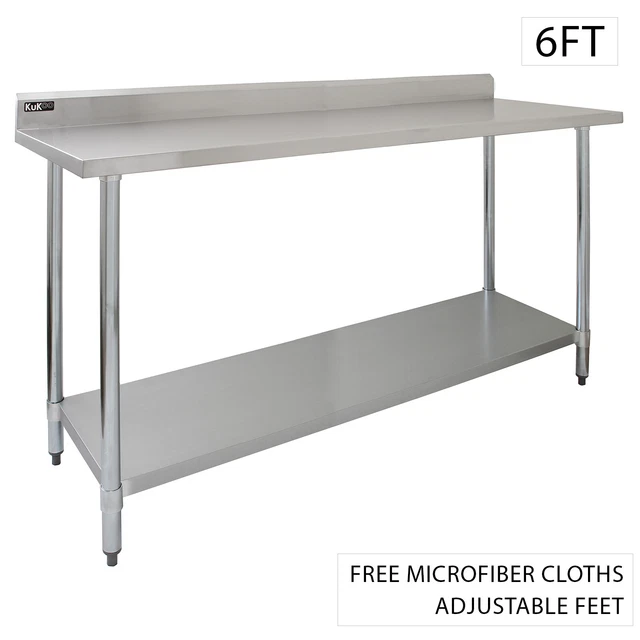 COMMERCIAL STAINLESS STEEL Kitchen Work Bench Catering Table Backsplash ...