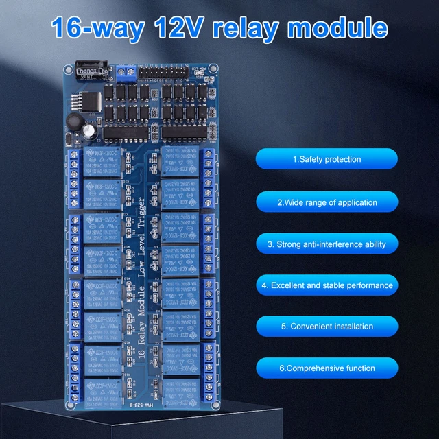 16 CHANNEL DC Relay Module Relay Module Trigger Board 12V LM2576 for Arduino DIY $22.59 ...