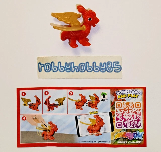 VQ107 DRAGO CON Ali Dorate + Bpz Kinder Sorpresa Italia Sorpresine 2024 ...