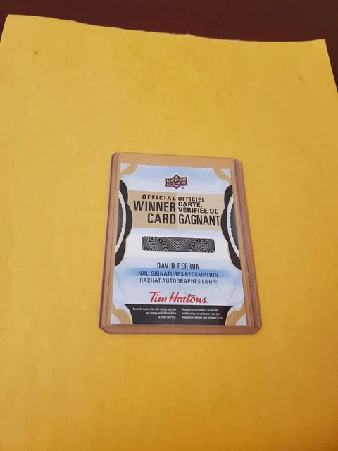 2023-24 TIM HORTONS Upper Deck David Perron Signature Redemption Card ...