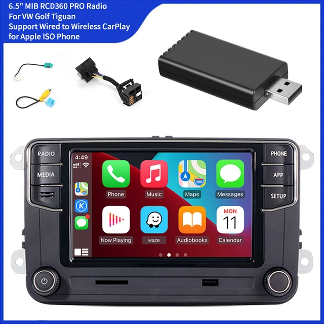 6.5& MIB RCD360 PRO Car Radio USB Wireless CarPlay Adapter For VW Golf ...