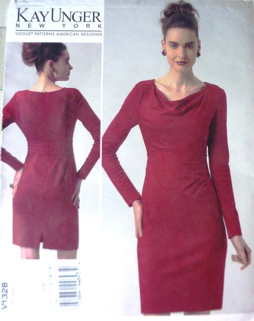 VOGUE 1328 DRESS sewing pattern Kay Unger uncut sizes 10-18 cowl neck ...
