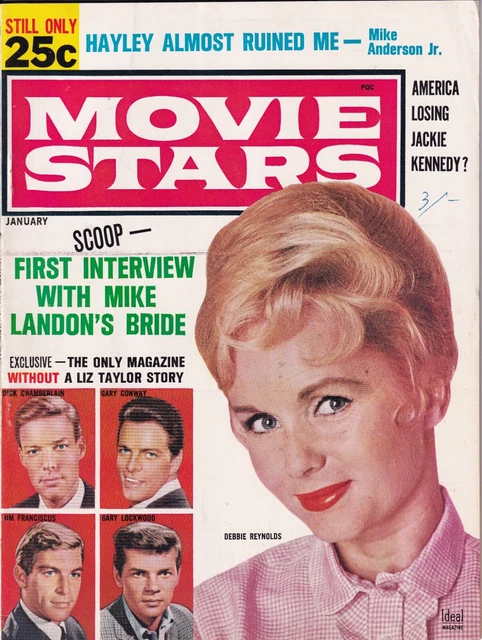 MOVIE STARS MAGAZINE -January 1964,Gary Conway,Debbie Reynolds,James ...