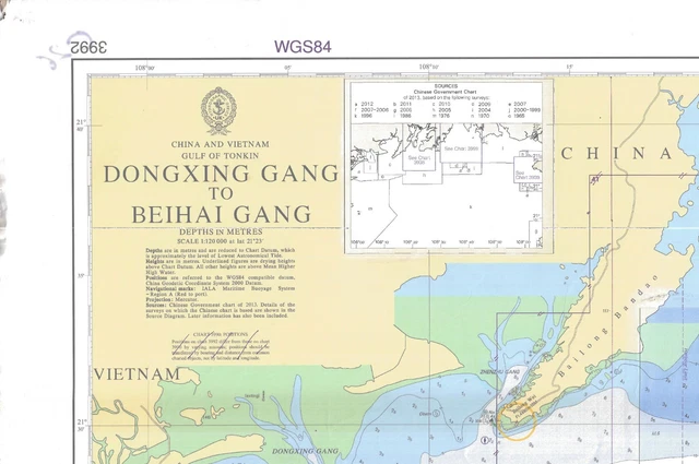 3992 CHINE VIETNAM Golfe D'Obock Dongxing Gang Beihai Carte Papier ...