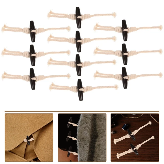 10 PAIRS CLOTHING Toggle Button Buttons Wood Clothes Horn for Coats ...