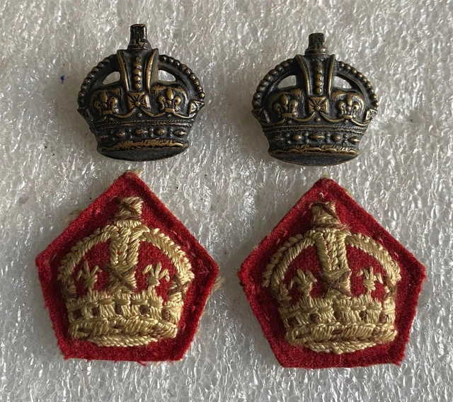 WW2 BRITISH ARMY Officers Majors Bronze Metal Rank & Cloth Battledress ...