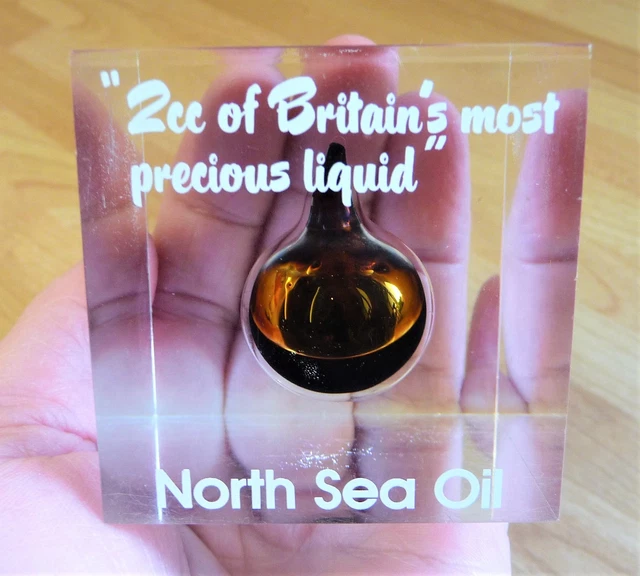 VINTAGE 2CC NORTH Sea Oil Real Drop Perspex Acrylic Paperweight ...