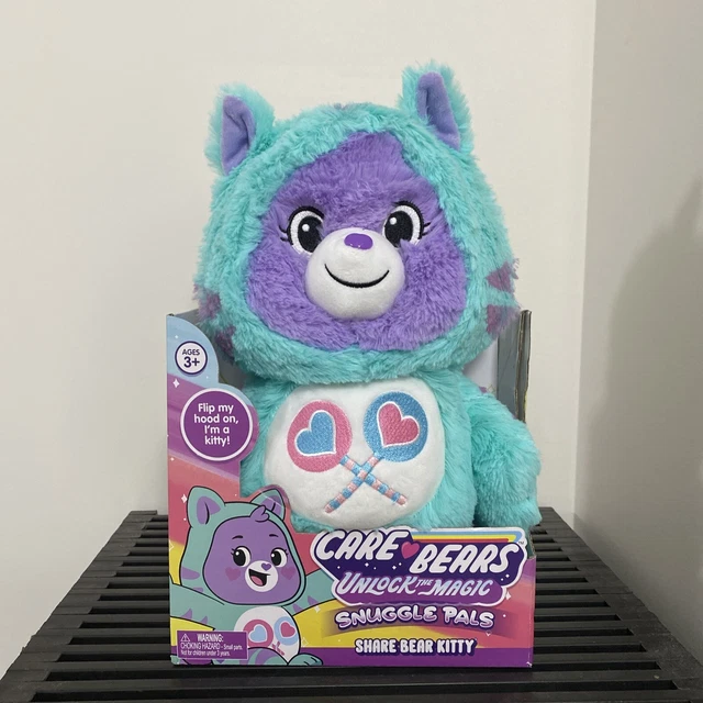 CARE BEARS SNUGGLE Pals Share Bear Kitty Purple Plush Unlock the Magic ...